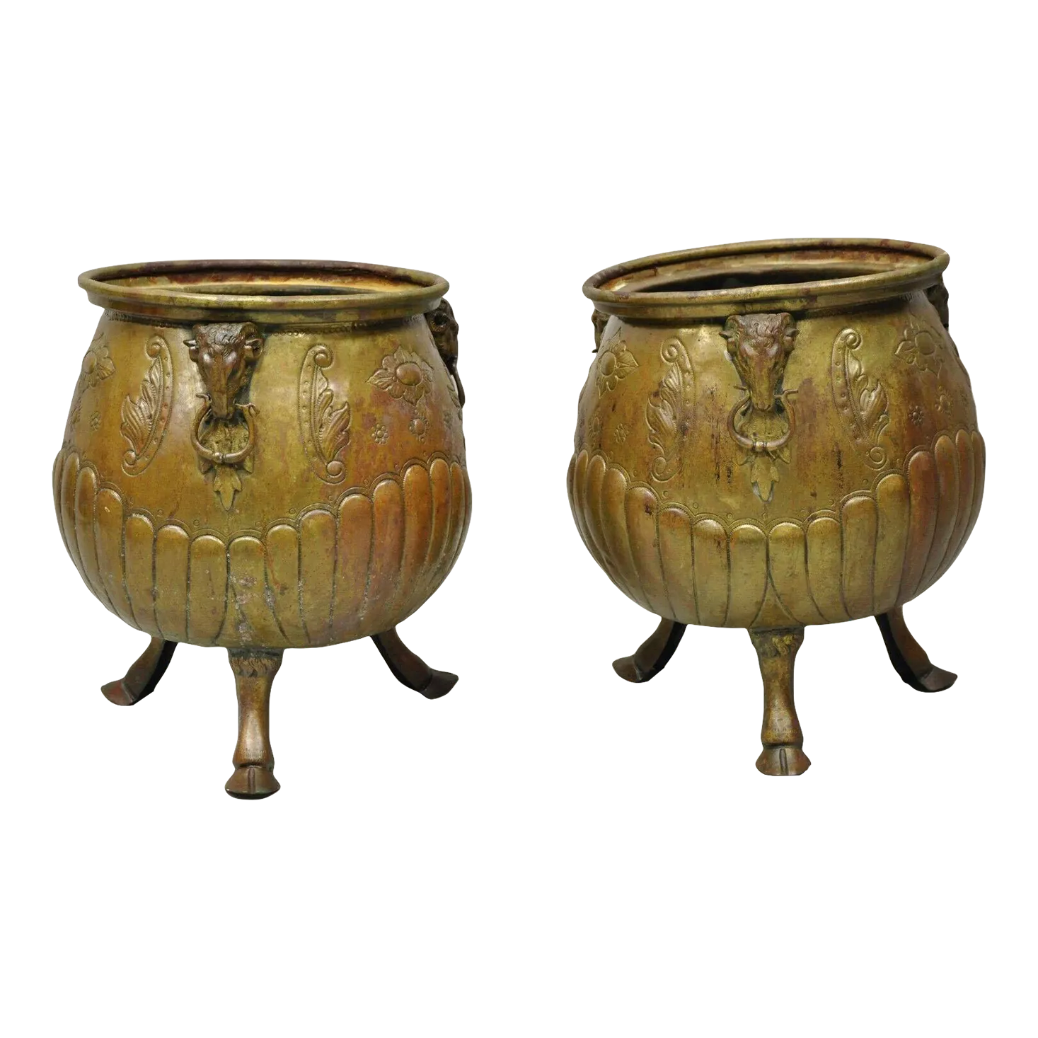 Antique French Regency Neoclassical Rams Head Copper Planter Pot - a ...