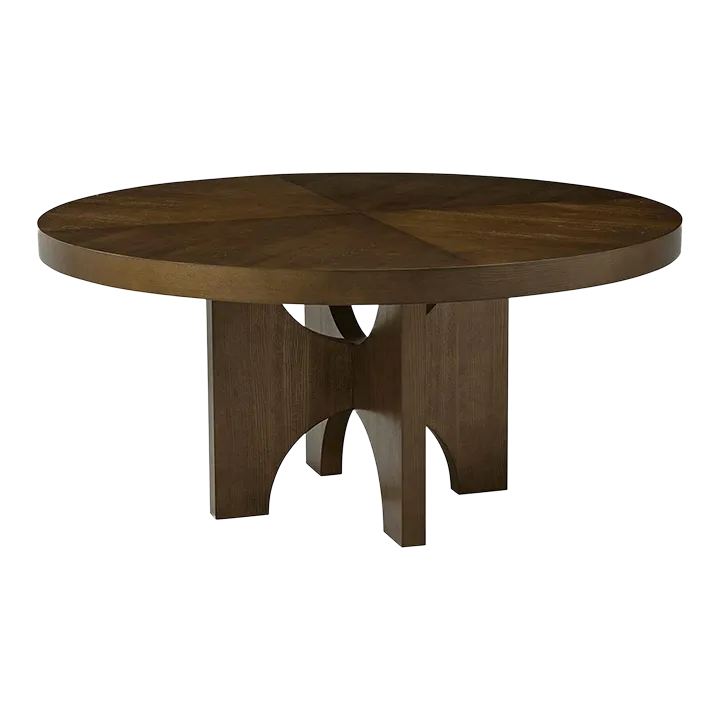 Modern Round Dark Ash Dining Table | Chairish
