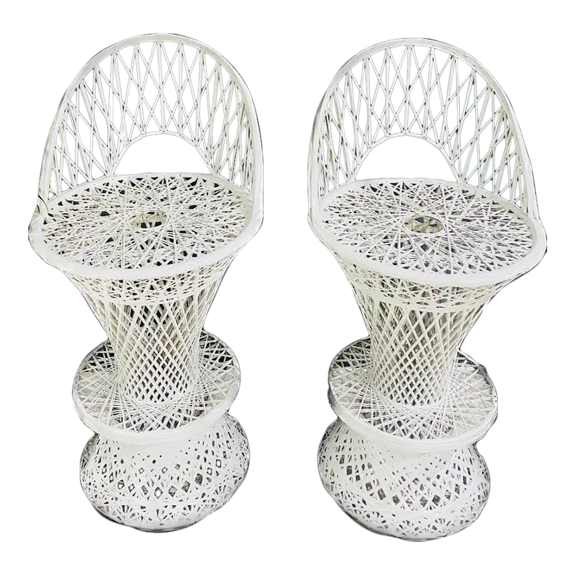Russell Woodard Spun Fiberglass Bar Stools- Set of 2 | Chairish