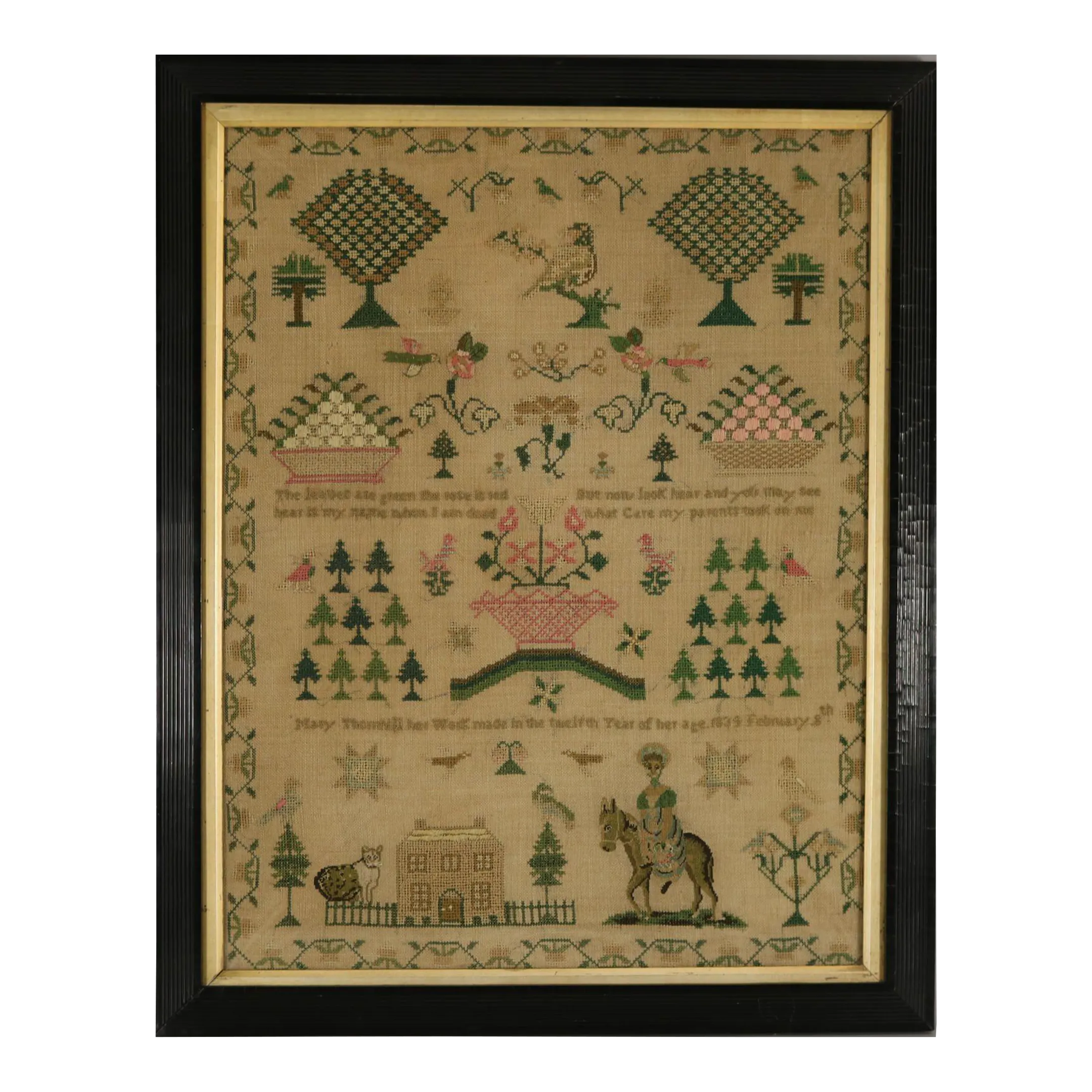 Antique Sampler, 1834, by Mary Thornhill | Chairish