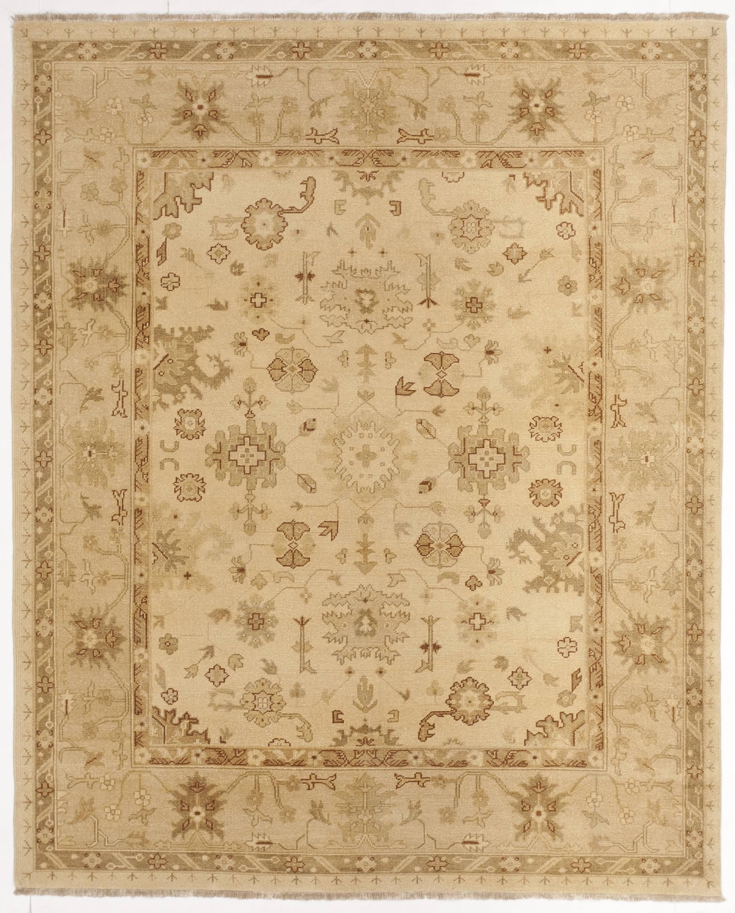 Hand-Knotted Indian Rug of Oushak Design- 8'1"x 9'11" | Chairish