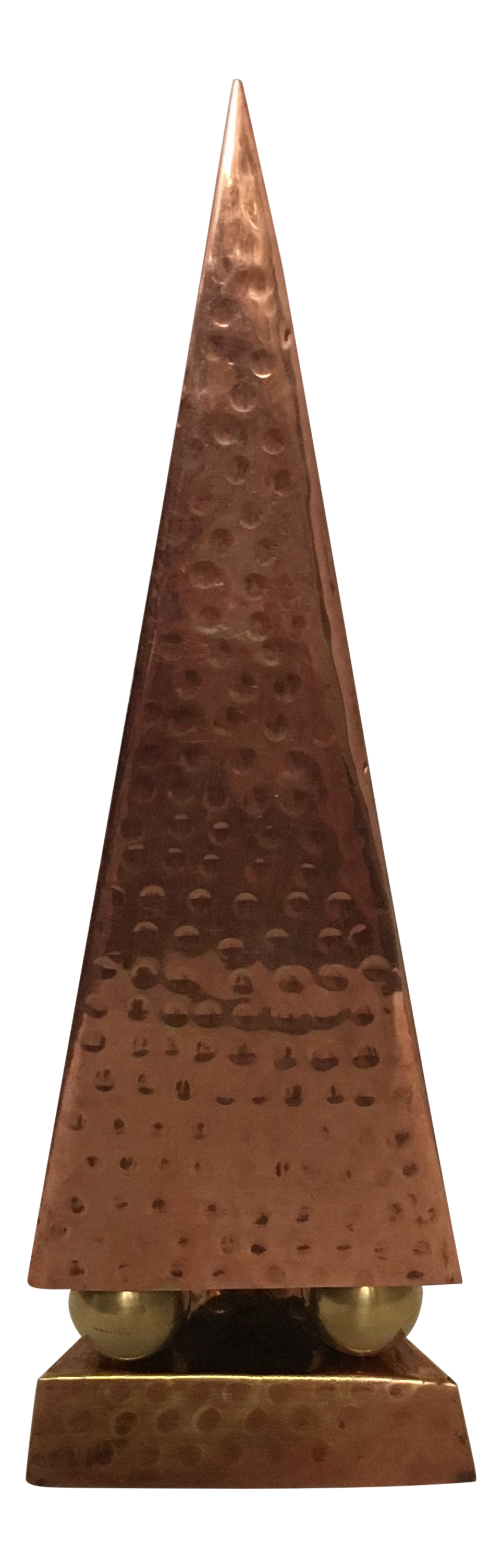 Antique French 20th Century Modernist Hammered Copper & Brass Obelisk ...