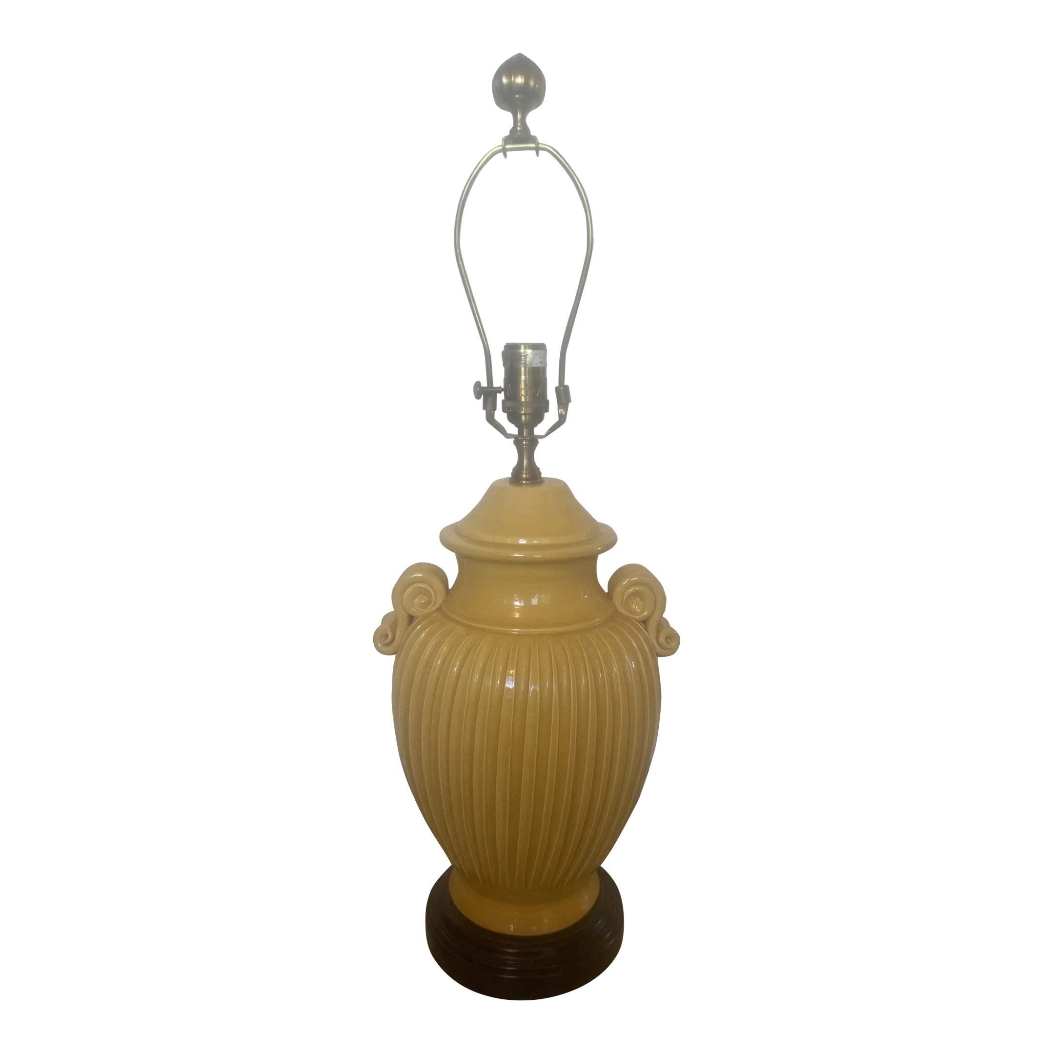 Wildwood Contemporary Tuscan-Style Urn Ribbed Mustard Yellow Table Lamp ...