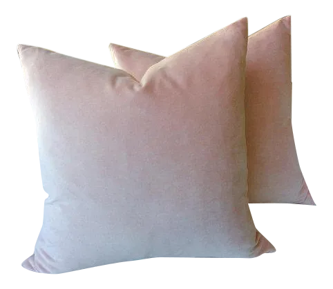 Blush Pink Velvet Pillows - A Pair | Chairish