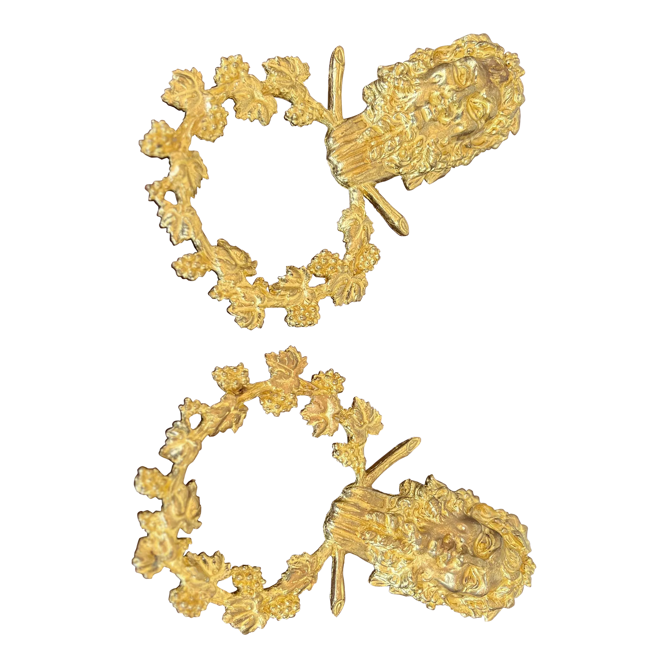 Pair, Vintage Neoclassical Style Gilt Bronze Satyr Form Wall Accents ...