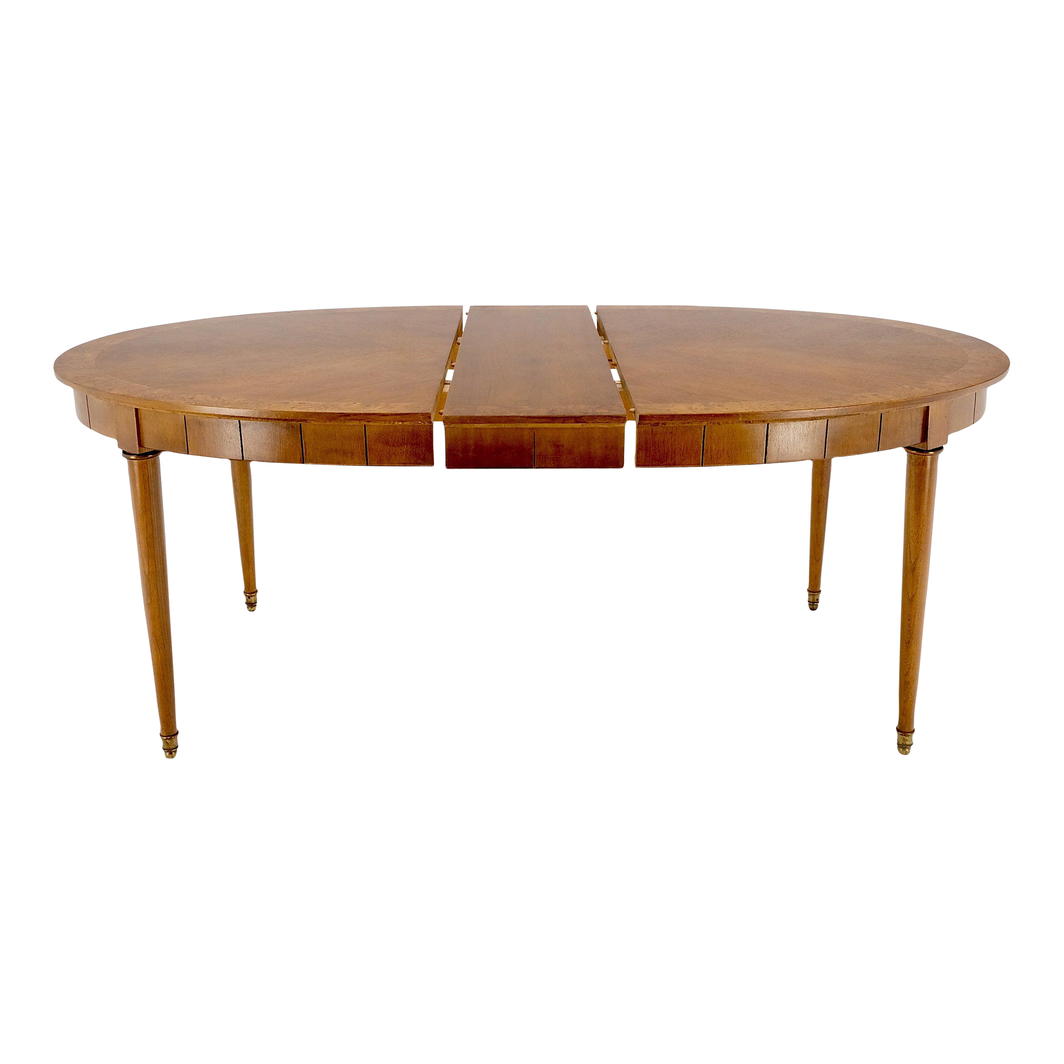 Mid-Century Modern Oval Banded Burl Wood Tapered Legs One Leaf Dining ...