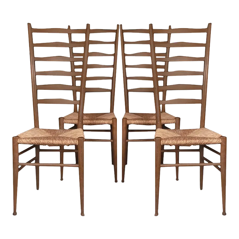1960s Vintage Gio Ponti Style Italian Ladder Back Chairs - Set of 4 ...