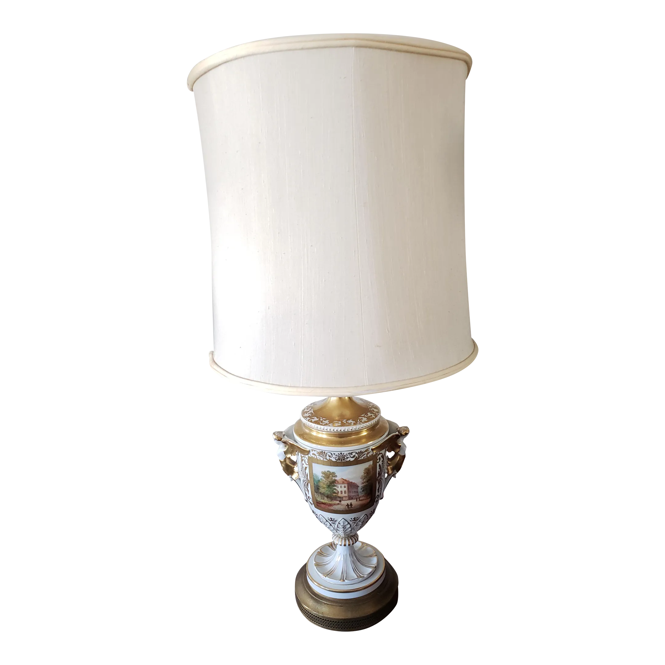 Antique English Porcelain Hand Painted 24k Gold Plated Trophy Lamp ...