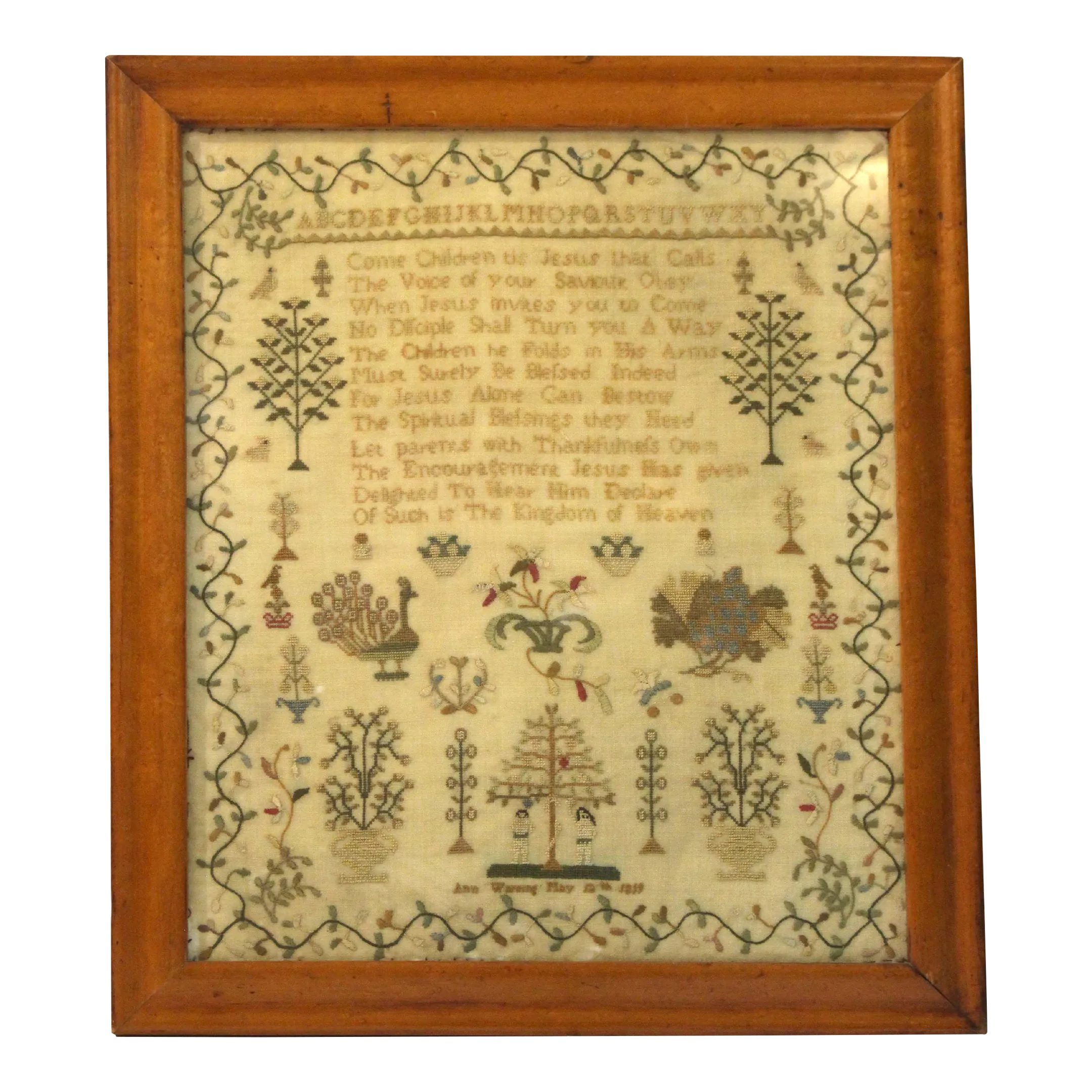 1819 Sampler Made by Ann Wareing in Victorian Period Frame, English ...