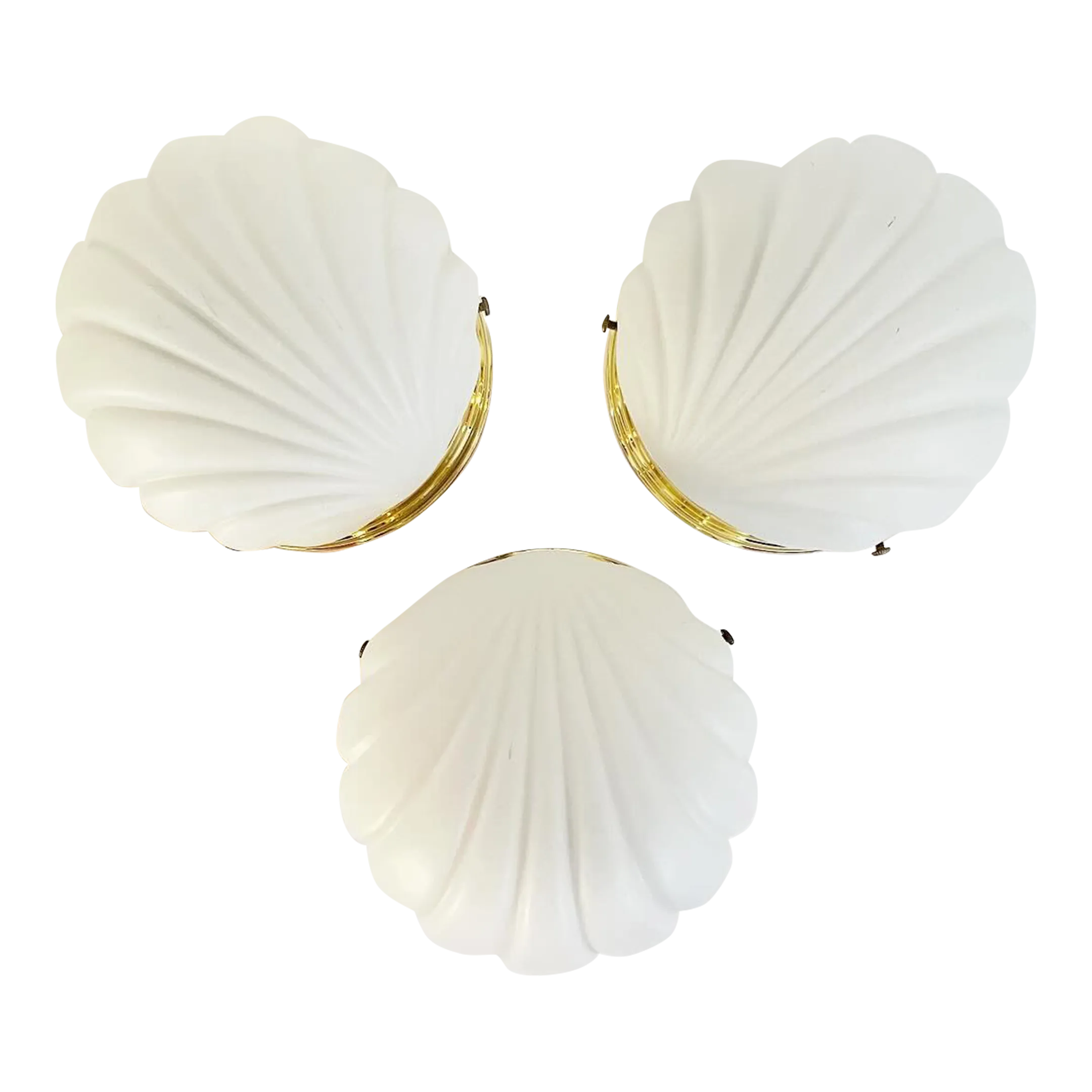 1970s Scallop Shell Wall Lights - Set of Three | Chairish