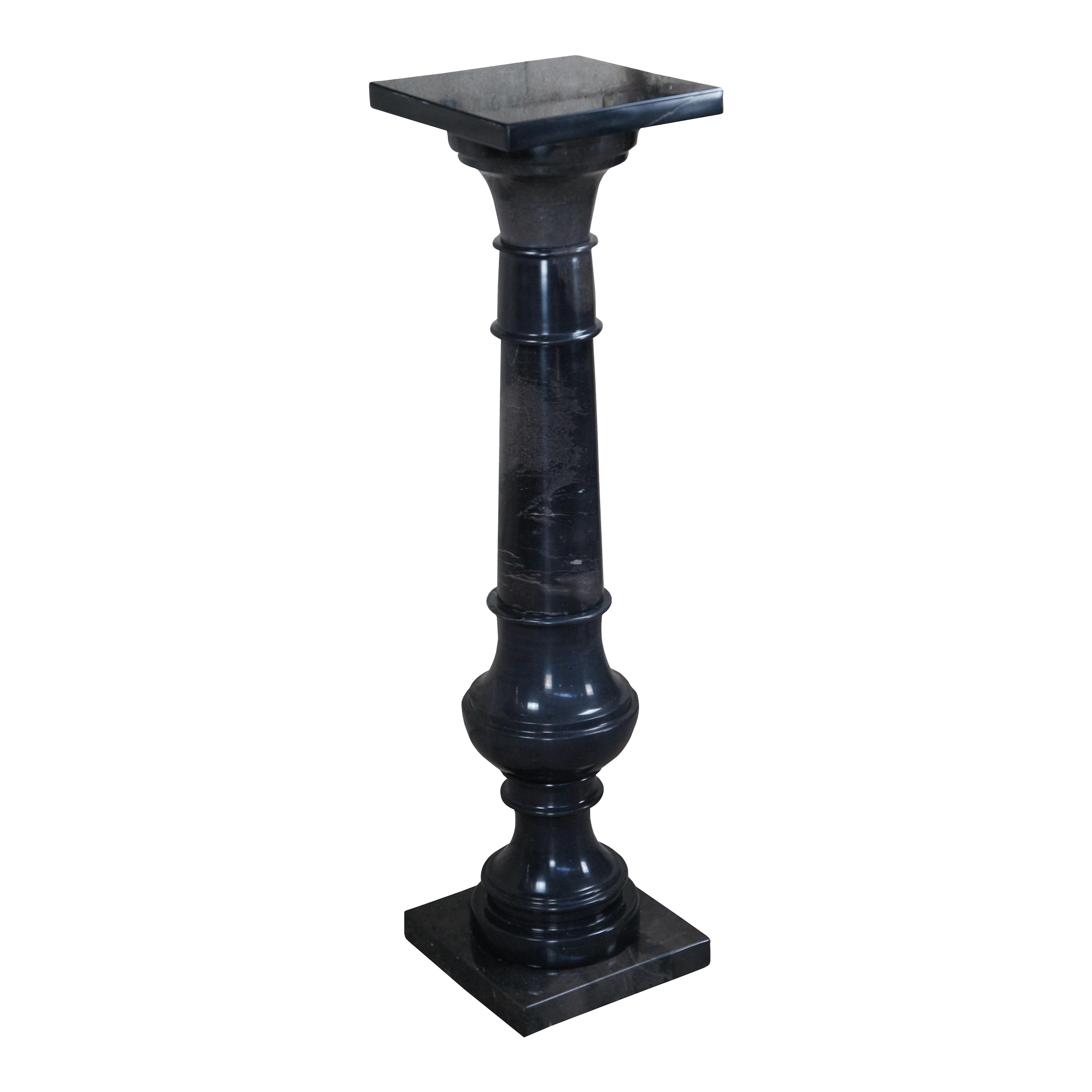 Mid 20th Century Neoclassical Black Marble Column Pillar Pedestal ...