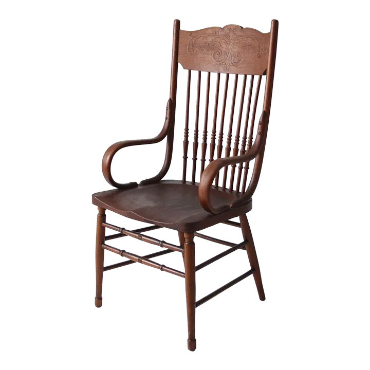 Antique Pressed Back Arm Chair | Chairish