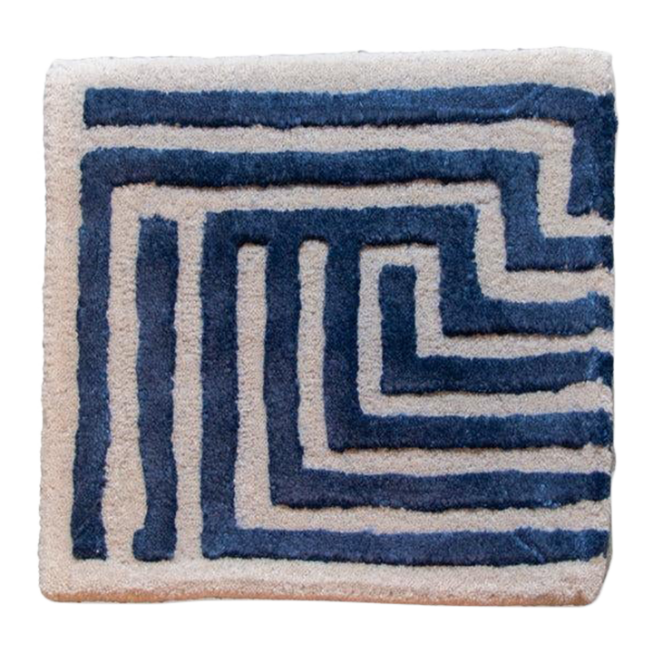 Sample Knossos Maze Rug Sample, Blueberyy Blue, 12x12 | Chairish