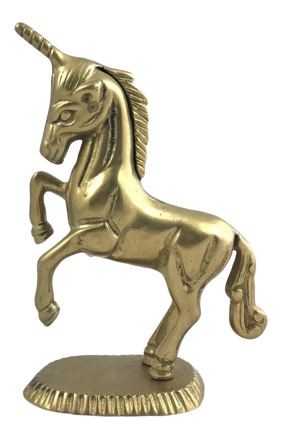 Art & Collectibles Vintage Brass Unicorn Statue on Pedestal Gold Metal ...