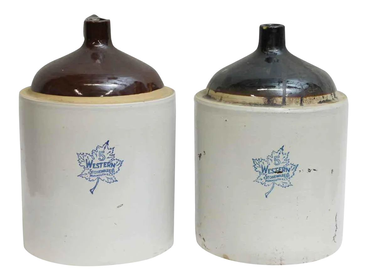 Ceramic Stoneware Jars - A Pair | Chairish