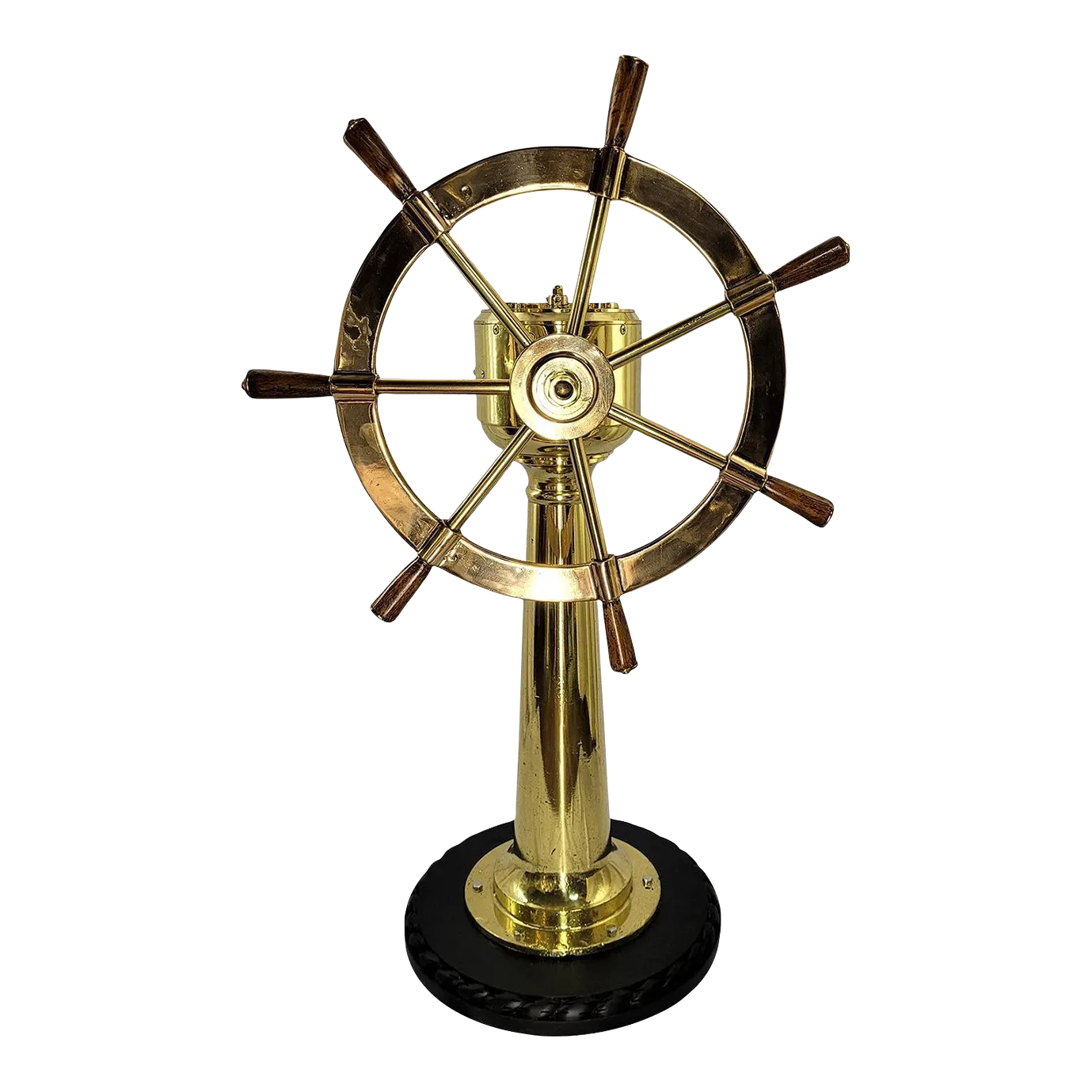 Solid Brass Ships Wheel on Stand | Chairish