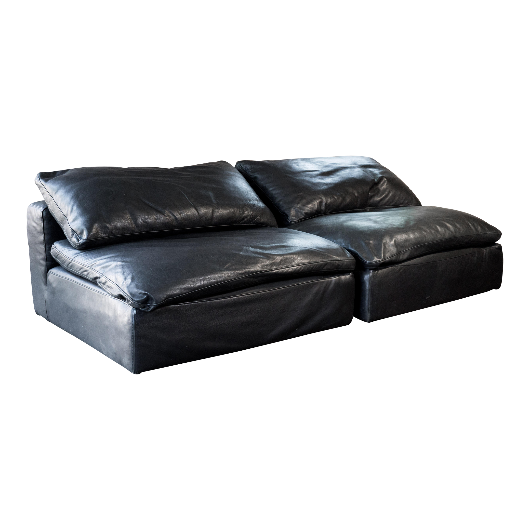 Restoration Hardware Cloud Modular Leather Luxe Armless Chairs - a Pair ...