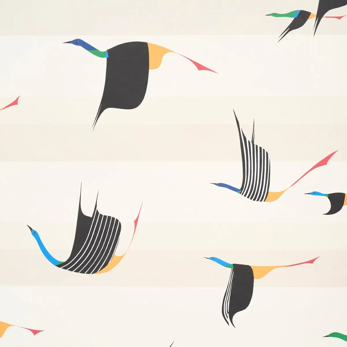 Schumacher x Peg Norriss Flying West Wallpaper In Neutral | Chairish