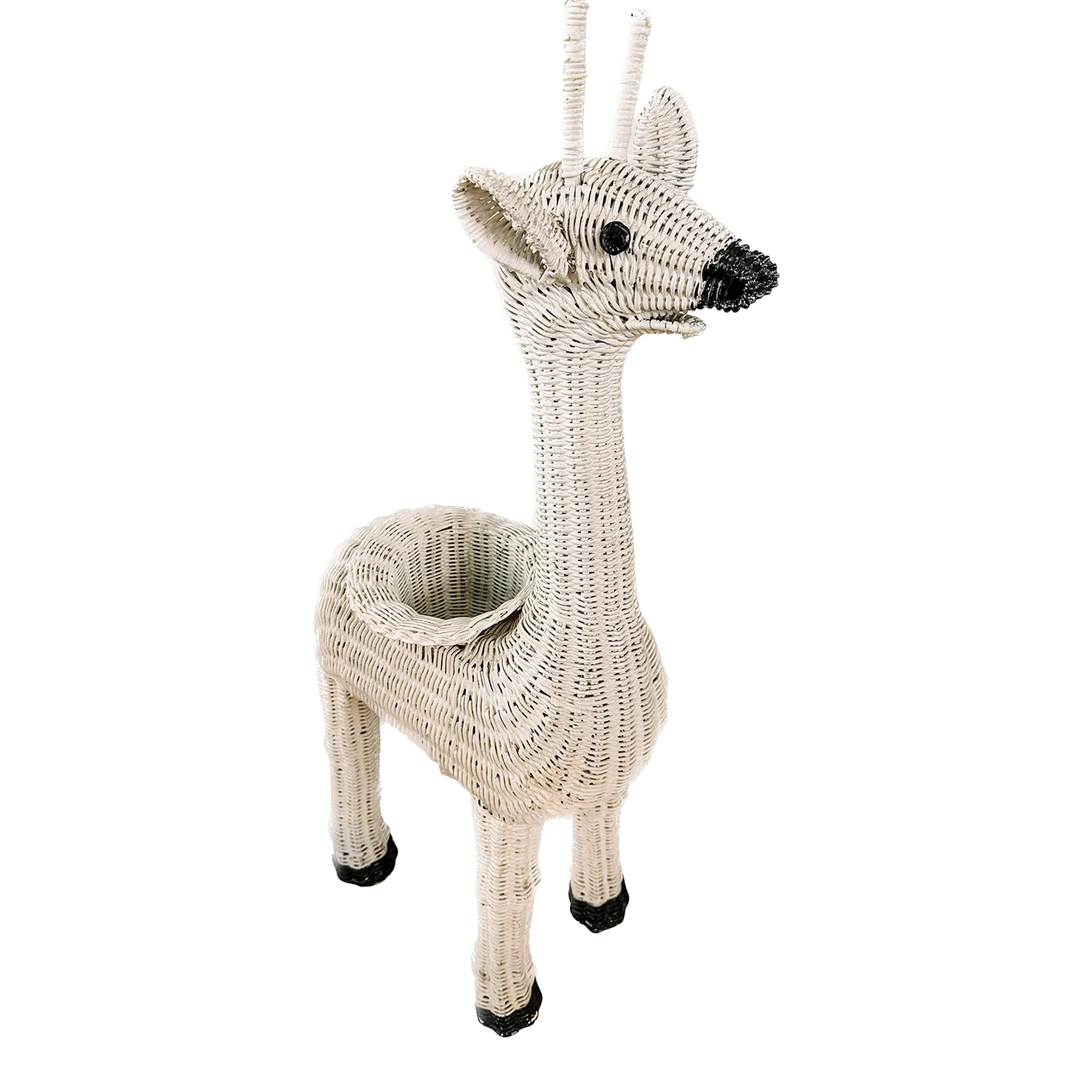 Vintage White Wicker Giraffe Animal Planter Stand | Chairish