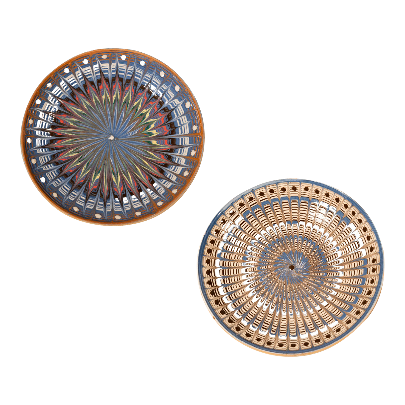 Contemporary Hand Painted Ceramic Decorative Plates Set of 2, Horezu ...