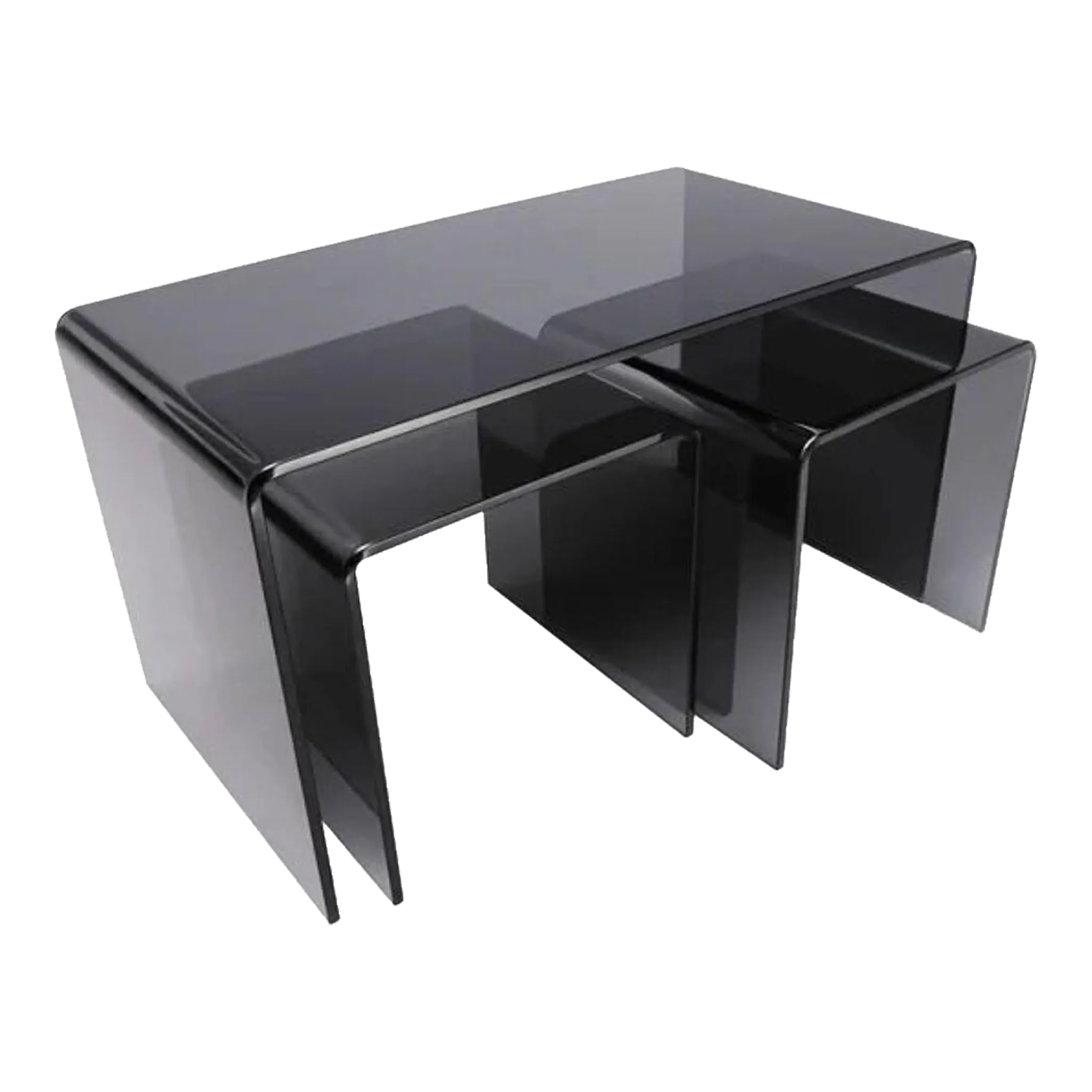 Acrylic Transparent Black Table Set - 3 Pieces | Chairish