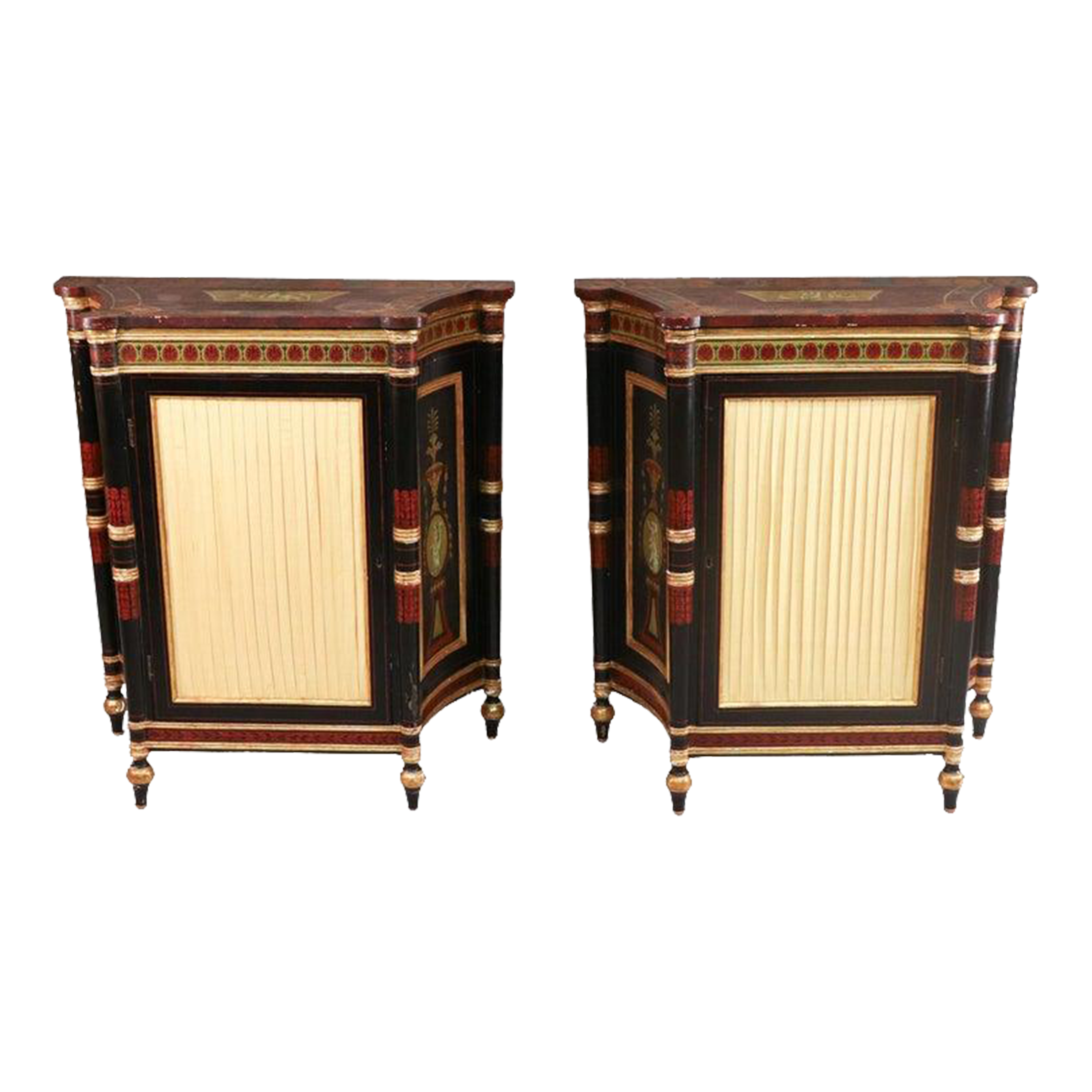 Pair of Regency Period Greek Revival Cabinets | Chairish