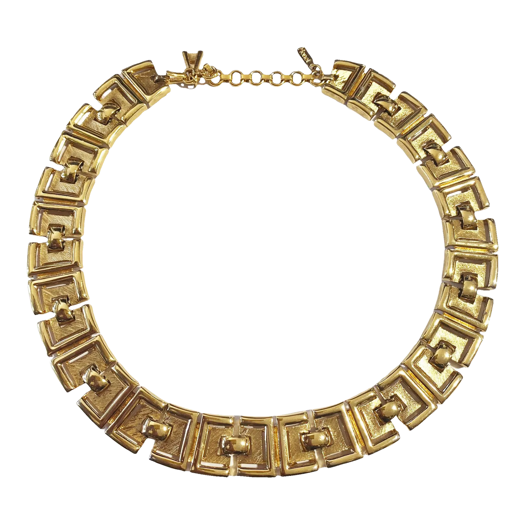 Vtg Monet Gold Tone Link Choker Collar Necklace Signed | Chairish