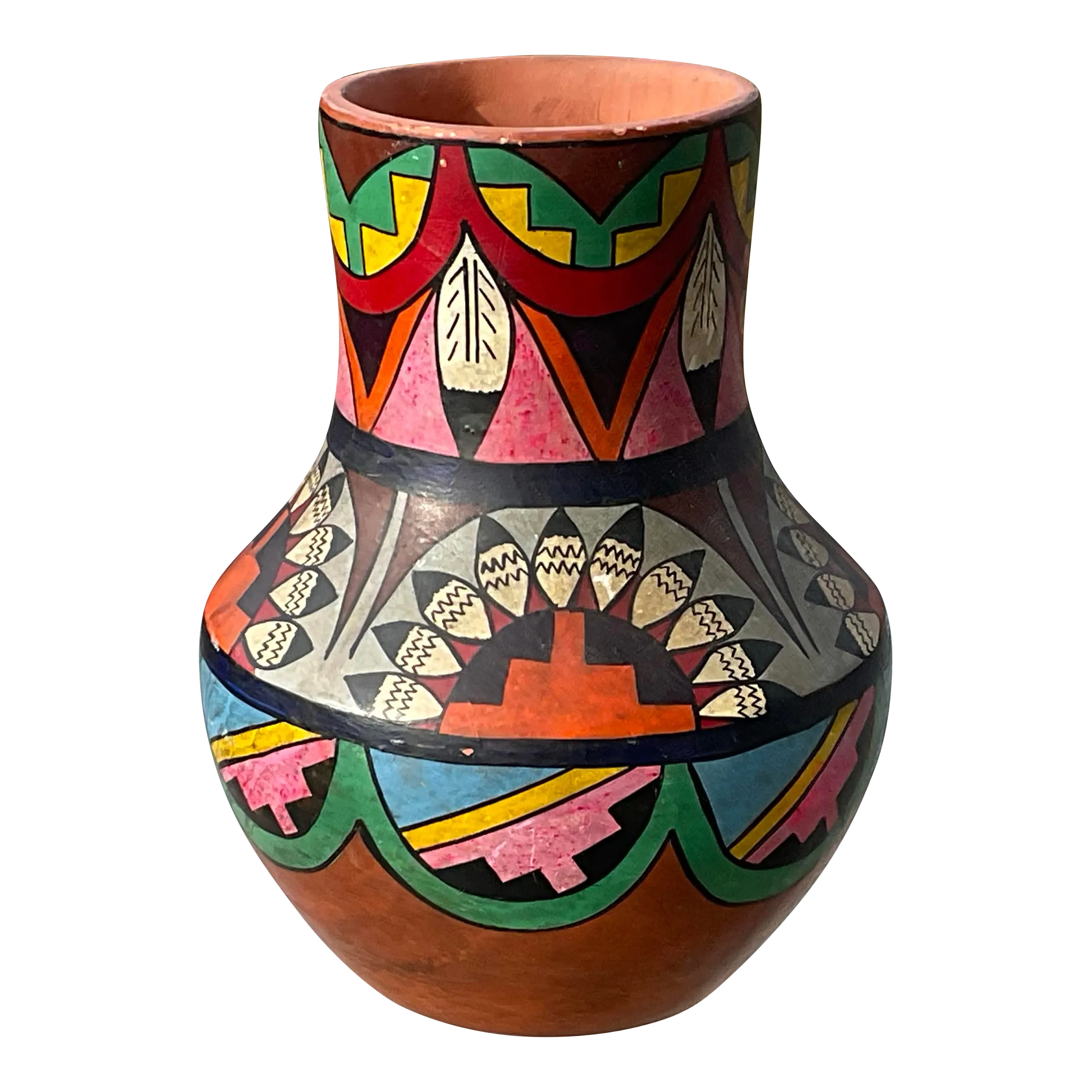 1970s Native American Polychrome Pot Signed Mrs. Lorencita Pino, Tesque ...