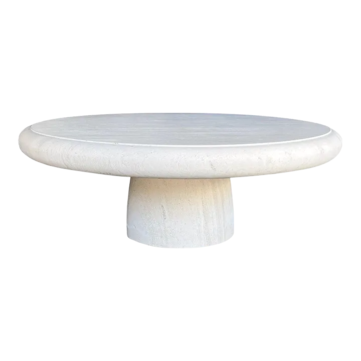 Carved French Limestone Round Coffee/Cocktail Table | Chairish