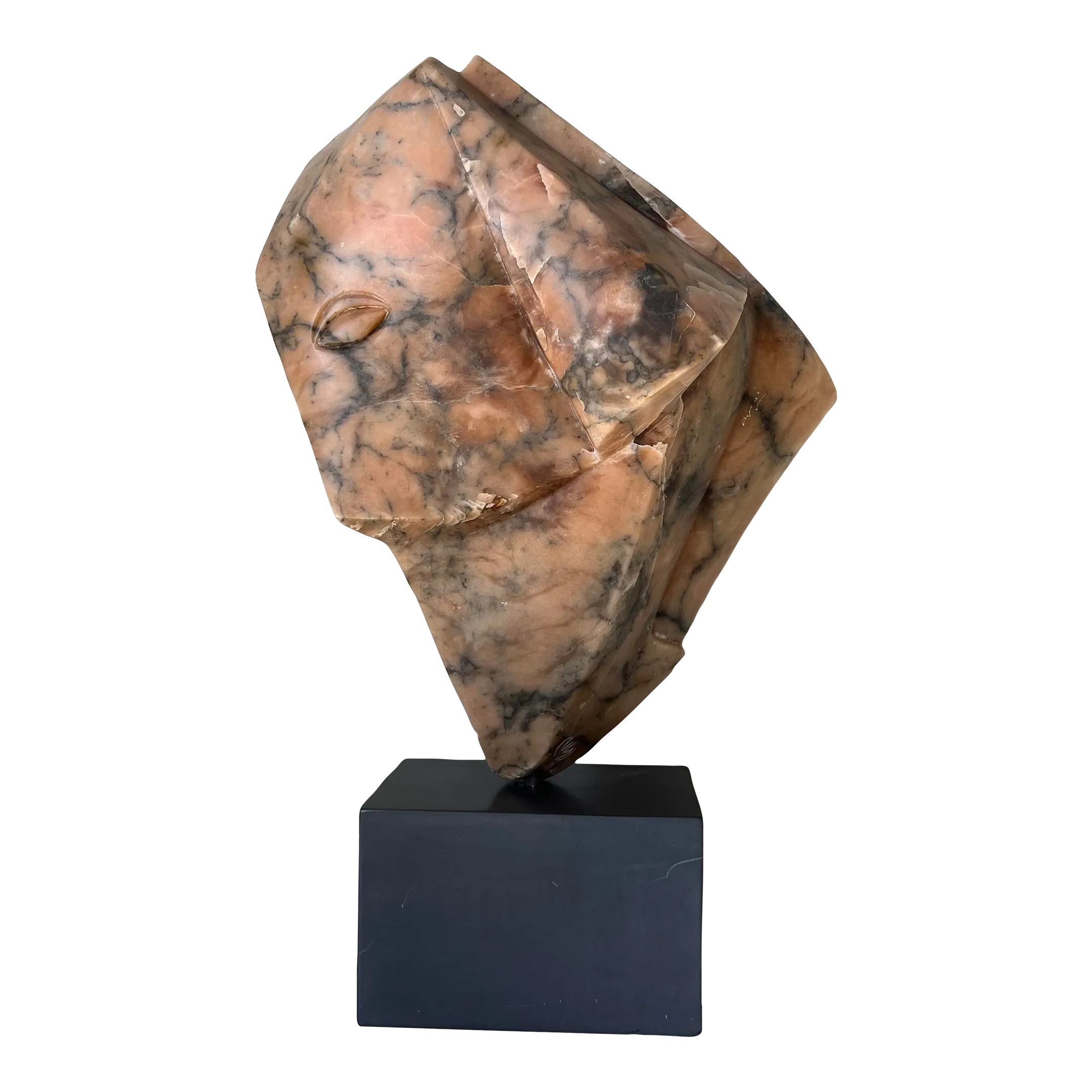 Vintage Carved Marble Geometric Abstract Head - Bust Sculpture | Chairish
