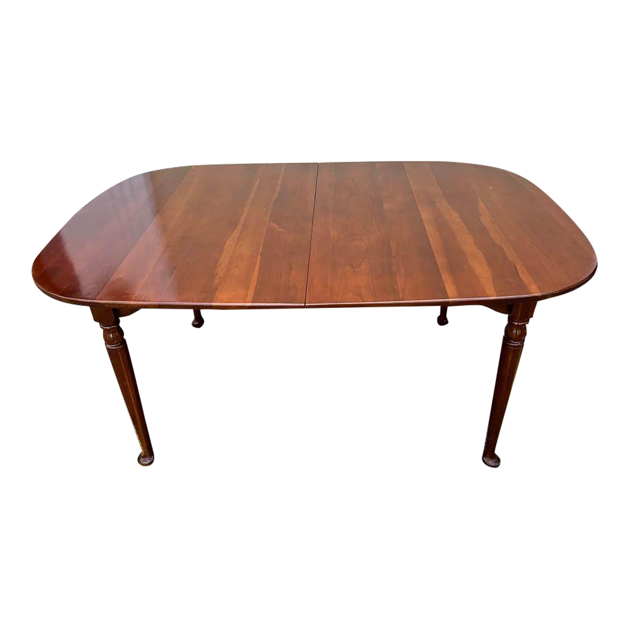 Vintage Queen Anne Style Solid Cherry Dining Table With 2 Leaves. | Chairish