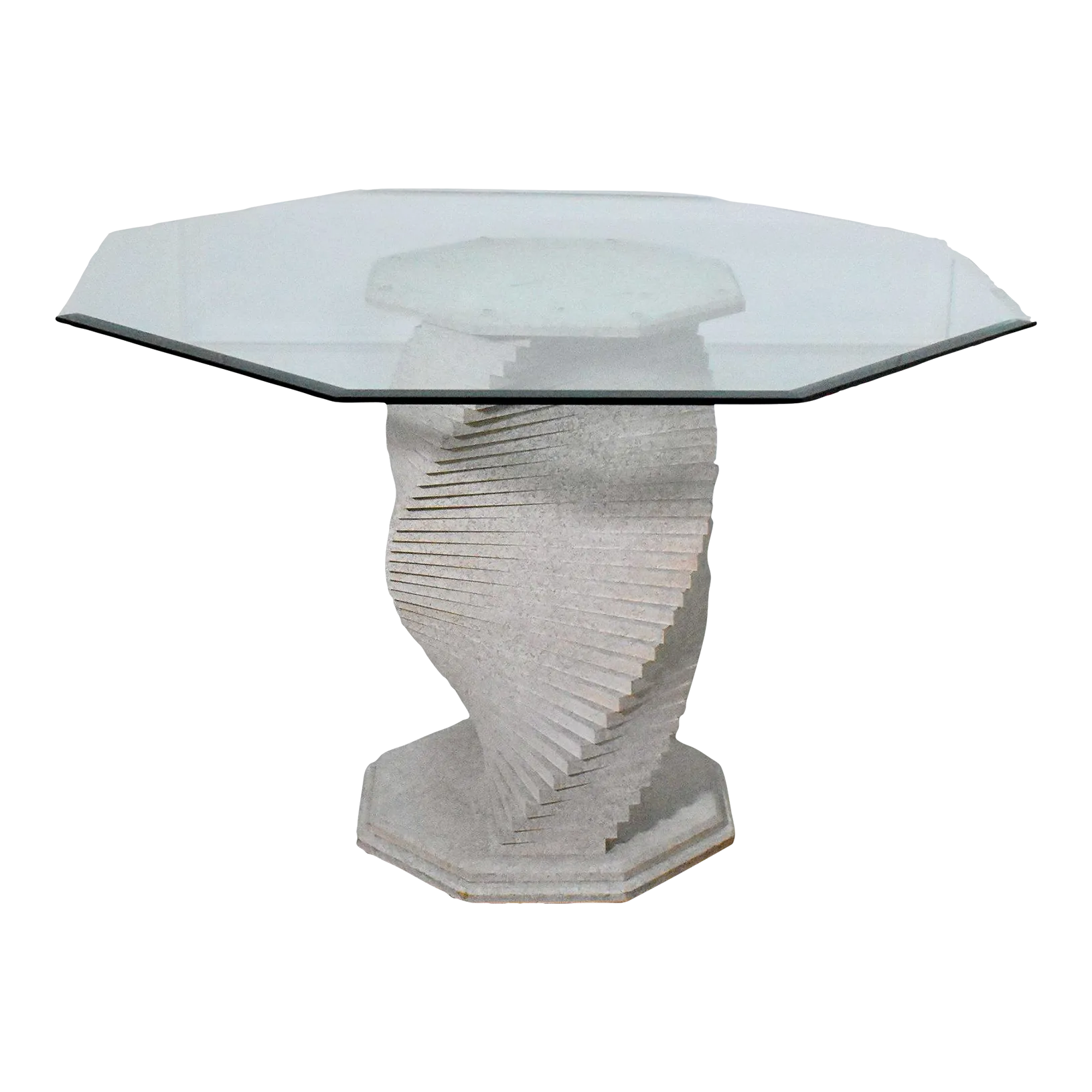 Modern Stacked Spiral Helix Faux Stone Textured Pedestal Entry Table ...