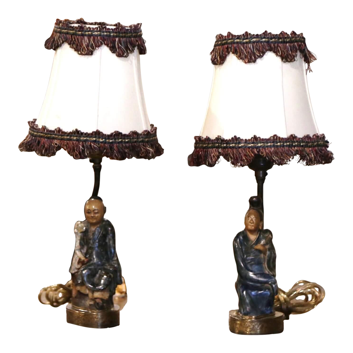 Pair of 19th Century Terracotta Asian Figures Made Into Table Lamps ...