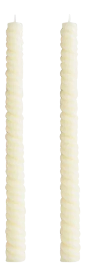 Helix Taper Beeswax Candles in Cathedral - a Pair | Chairish