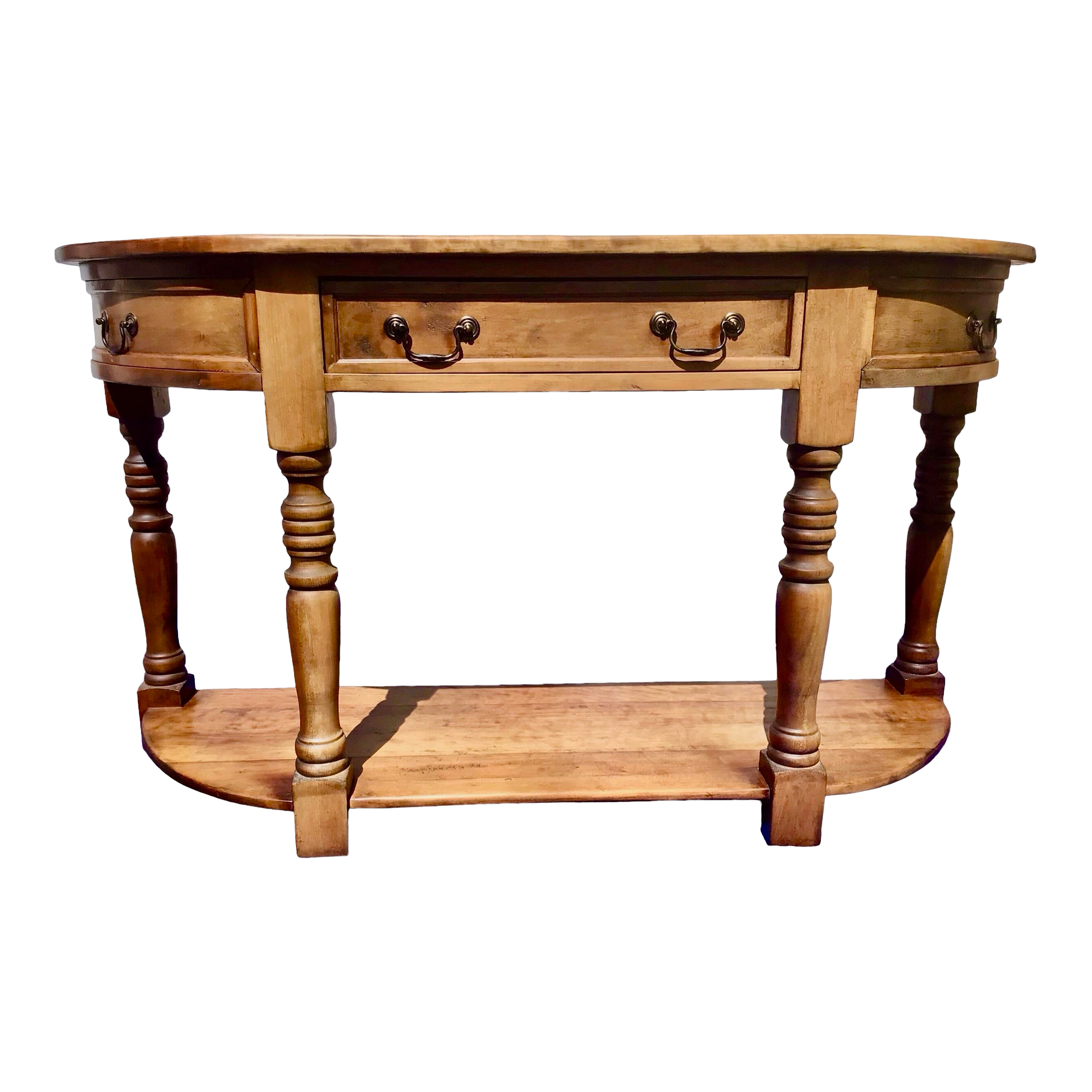 1960s Vintage Turned Maple Bow-Front Console Table Server in French ...