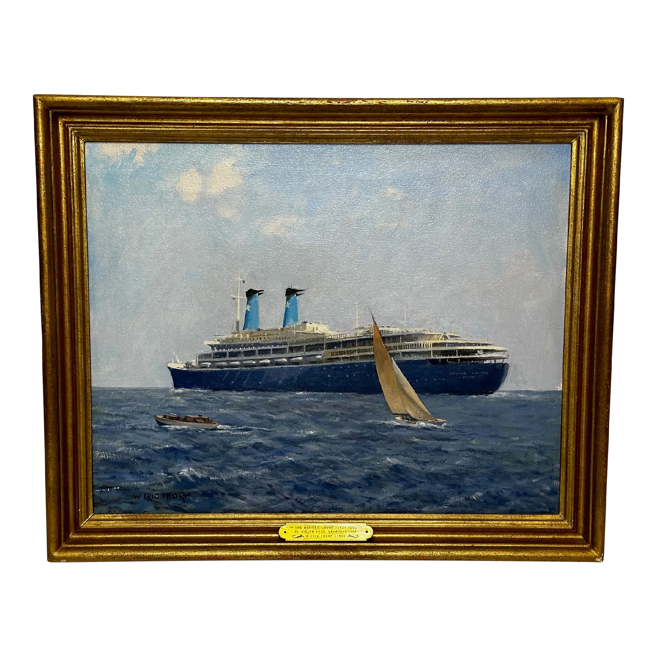1960s British Mid Century Oil Painting Ms Achille Lauro Ship Ex Willem ...