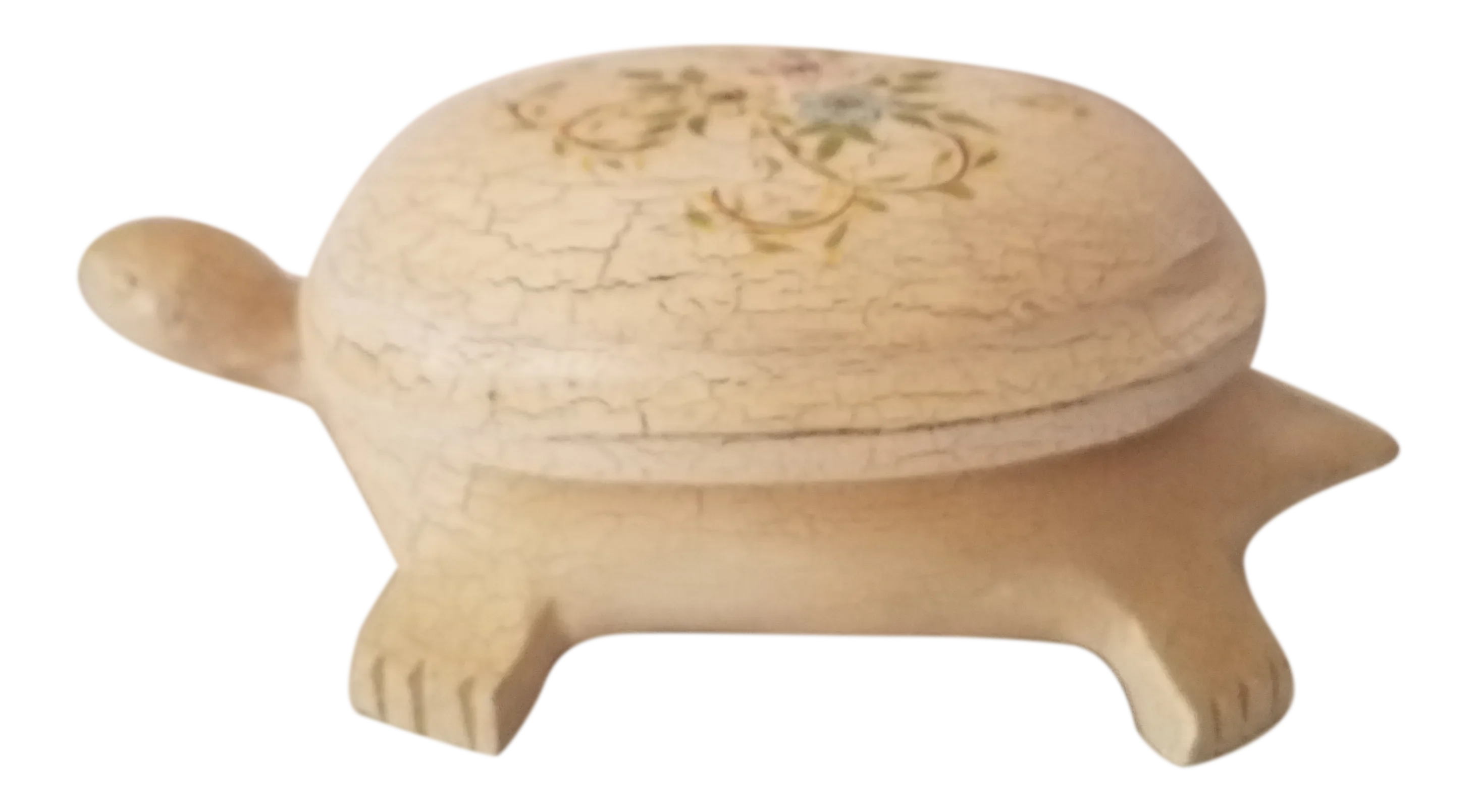 Vintage Hand Carved and Hand Painted Turtle Trinket Box | Chairish