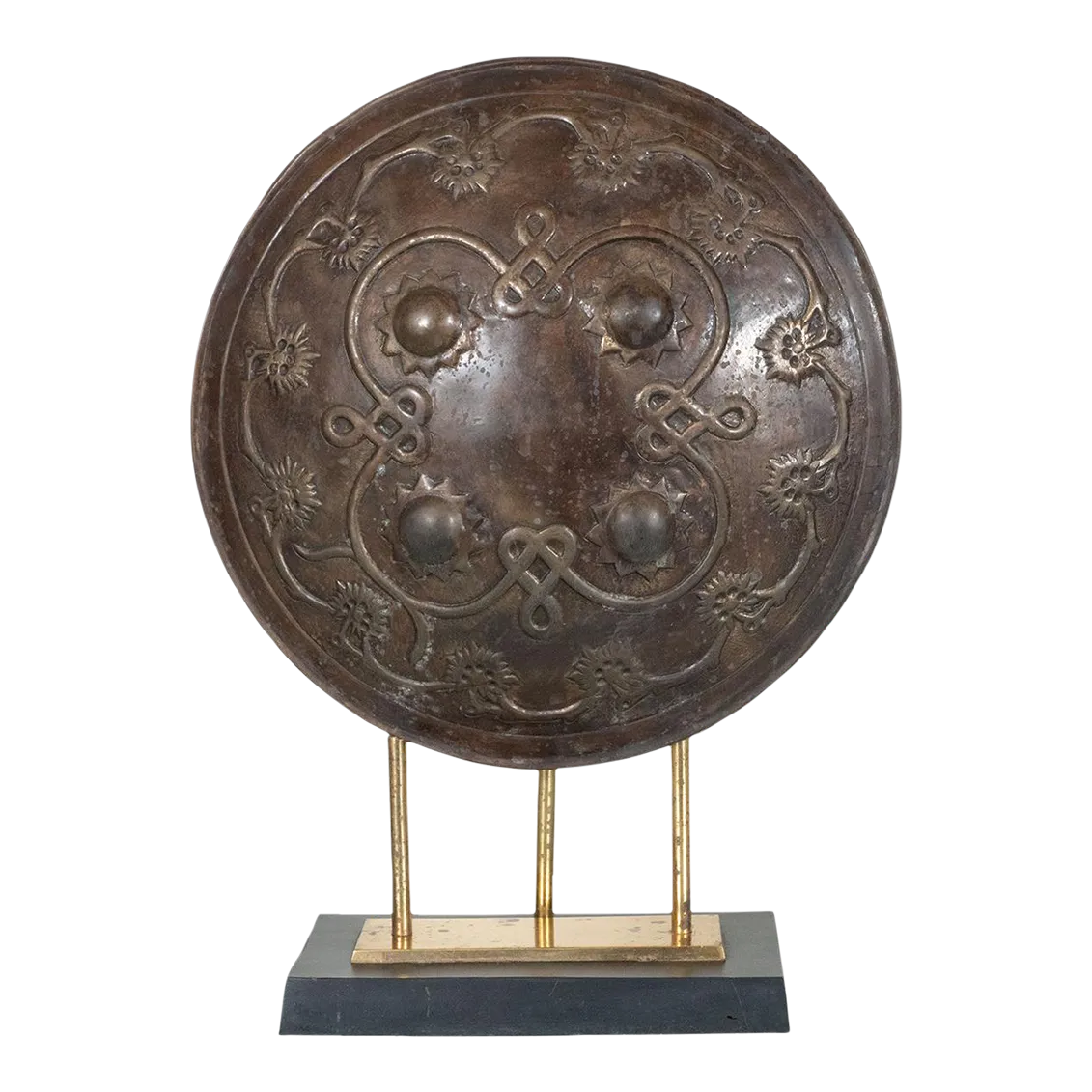 Vintage Neoclassical Bronze "Shield" Table Lamp | Chairish