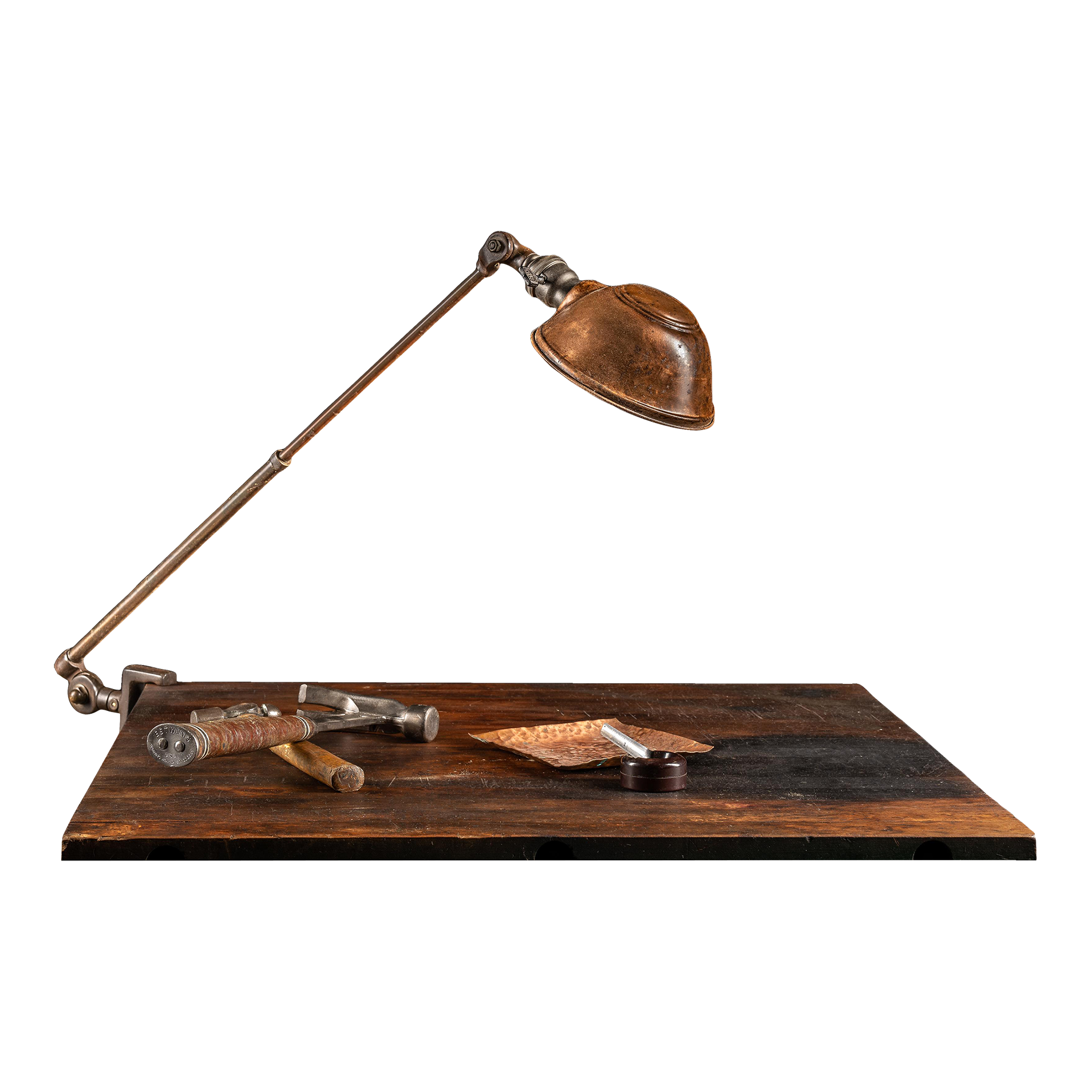Vintage 1920s Industrial Adjustable Workbench Lamp | Chairish