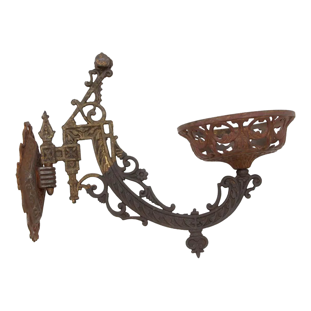 Early 20th Century Victorian Cast Iron Oil Lamp Holder With Mounting ...