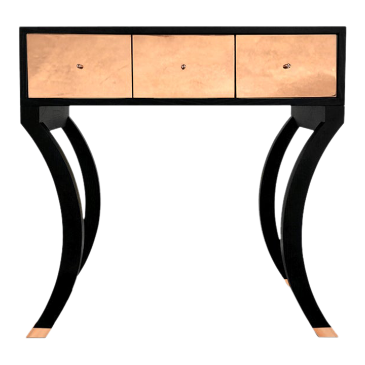 Modern Black, Copper Console With Curved Base | Chairish
