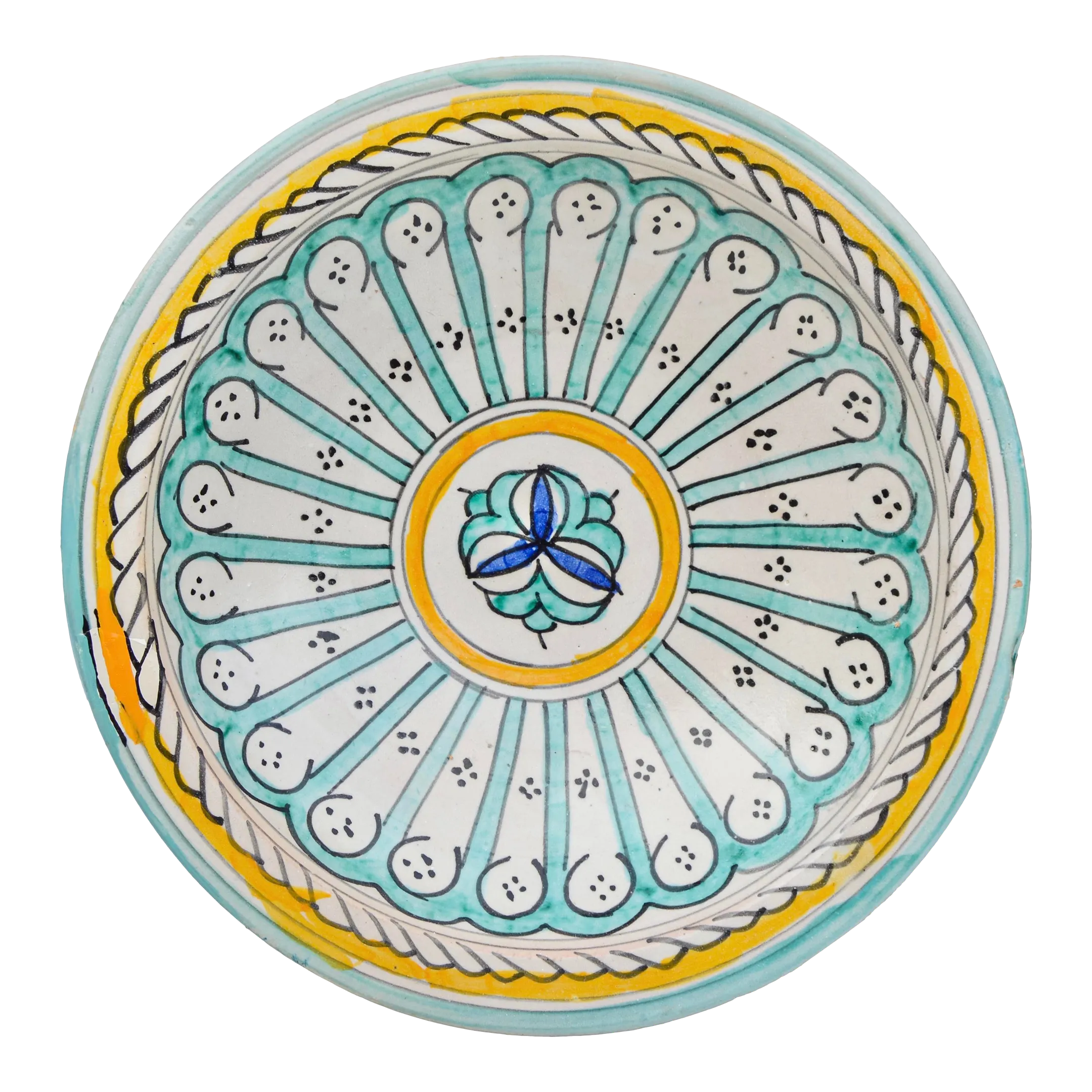 Mid 20th Century Orange & Teal Andalusian-Patterned Ceramic Wall Plate ...