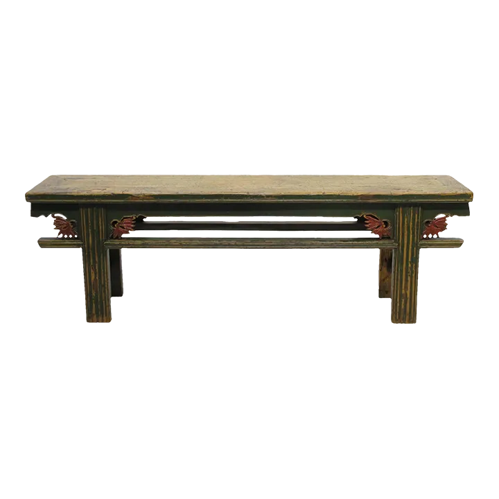 Low 62" Inch Long Antique Chinese Bench Console Table | Chairish