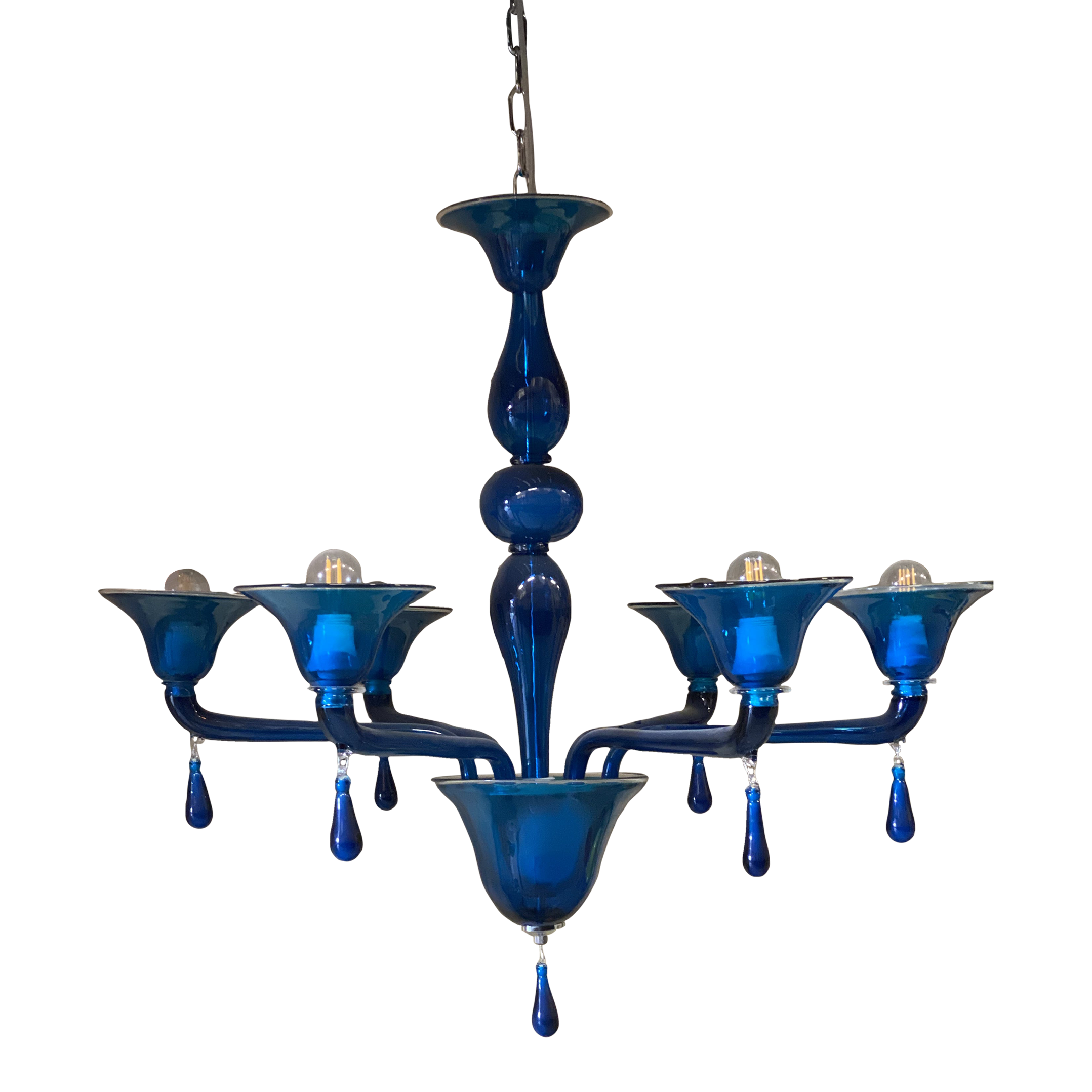 Contemporary Translucent Light-Blue Murano Glass Chandelier | Chairish