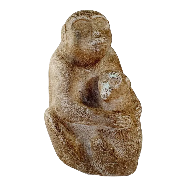 Antique Chinese Ming Dynasty Carved Stone Monkey Depicting Mother and ...