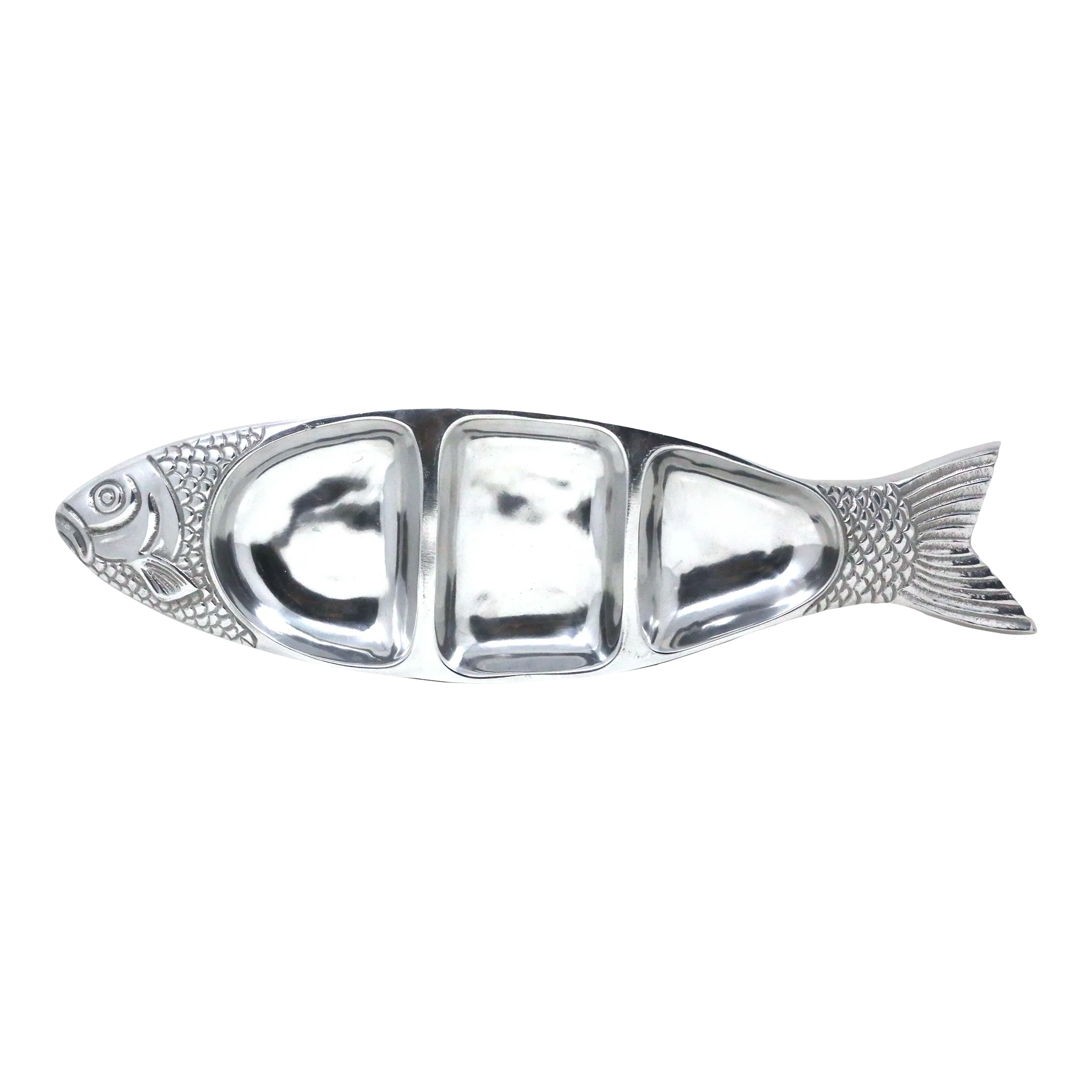 Vintage Large Silver Metal Fish Platter by Ihi India | Chairish