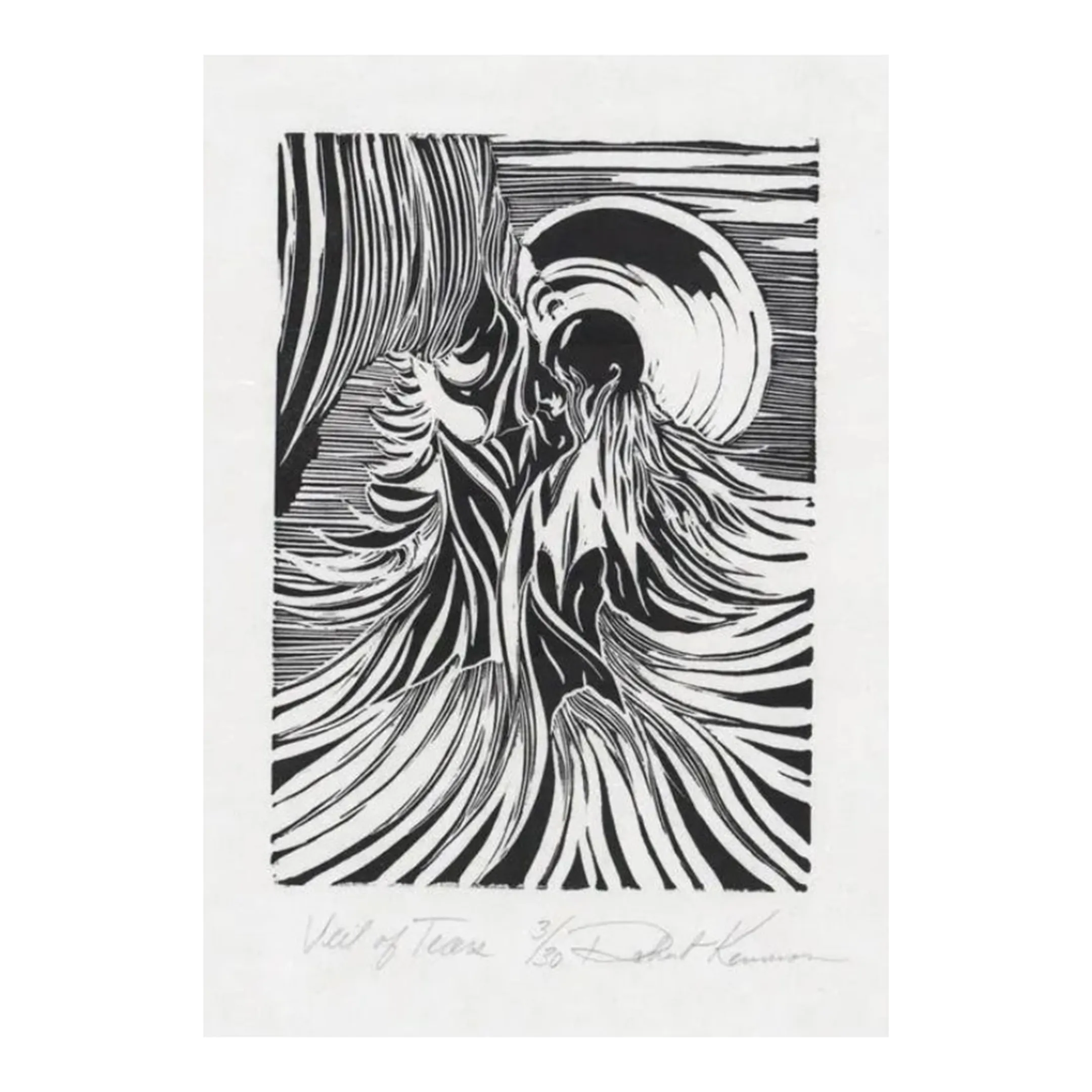 Robert Kormos Veil of Tears Woodblock | Chairish