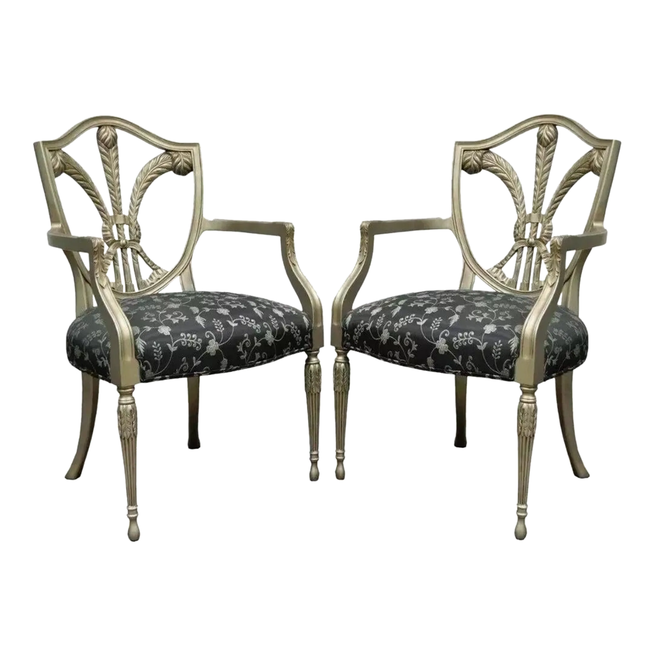 Sheraton Style Shield Back Plume Prince of Wales Silver Dining Arm ...