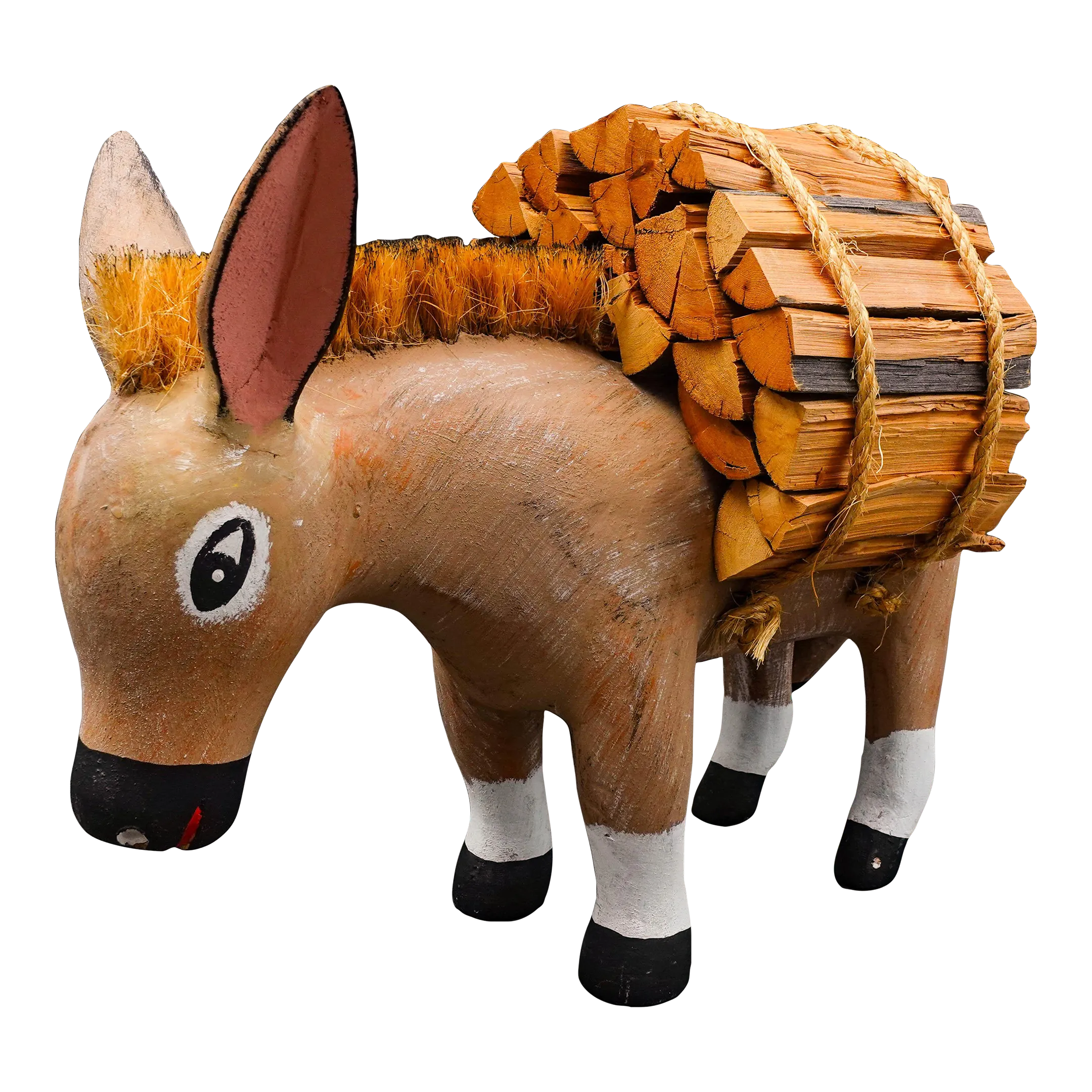 Hector Rascon Mexico Signed 1990 Hand Carved Wood Folk Art Burro Donkey ...