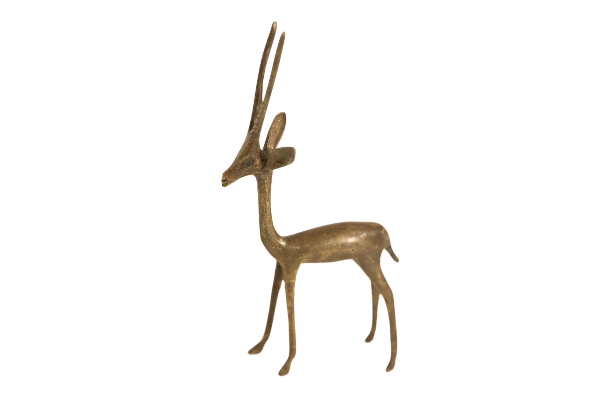 Vintage African Bronze Forward Facing Gazelle | Chairish